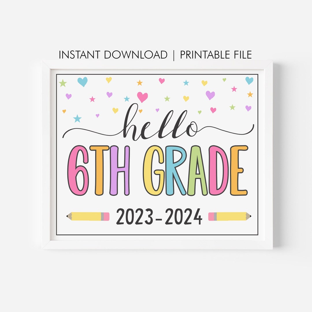 Girl First Day of 6th Grade Sign First Day of Sixth School - Etsy