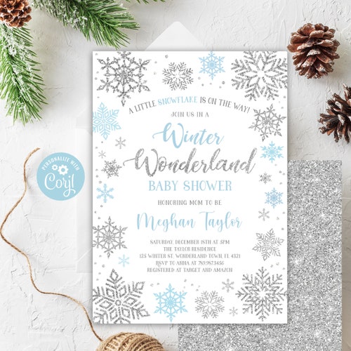 Editable Snowflake Baby Shower Invitation A Little Snowflake - Etsy