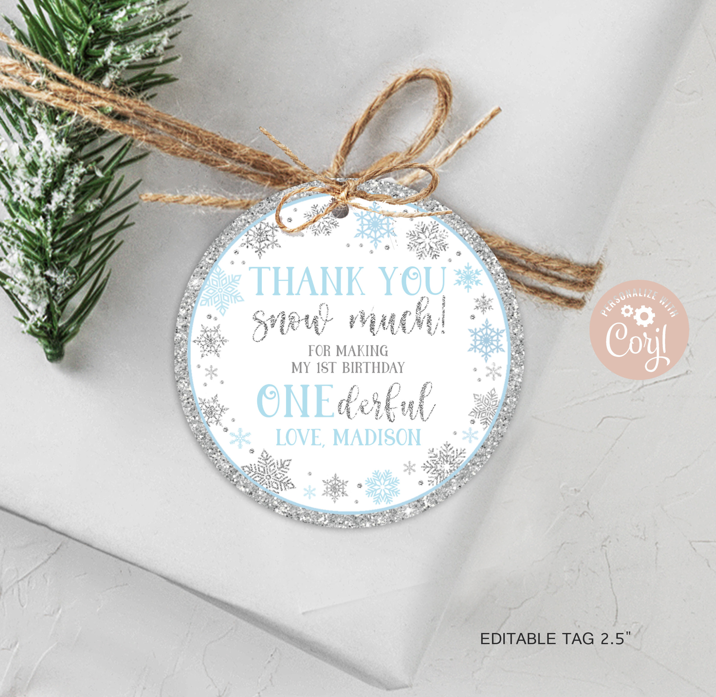 EDITABLE Winter Onederland Gift Tags 2.5 Winter Birthday - Etsy