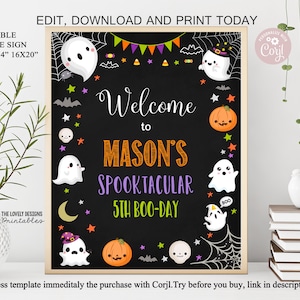 EDITABLE Halloween Welcome Sign Halloween Birthday Chalkboard Sign ...