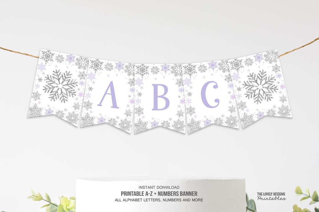 Winter Wonderland Bunting Banner A-Z Alphabet Numbers Snowflakes ...