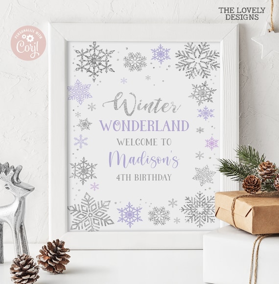 Editable Winter Wonderland Welcome Sign Winter Snowflakes | Etsy