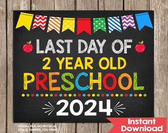 Mermaid Last Day of 2 Year Old Preschool Sign Instant Download Girl ...