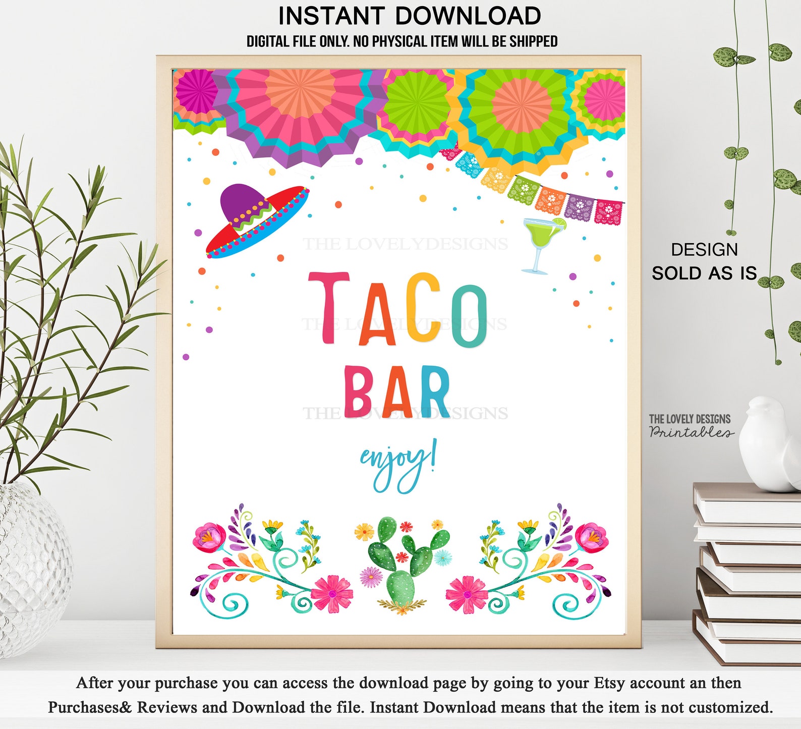 Fiesta Taco Bar Sign Fiesta Bridal Shower Sign Mexican Fiesta - Etsy