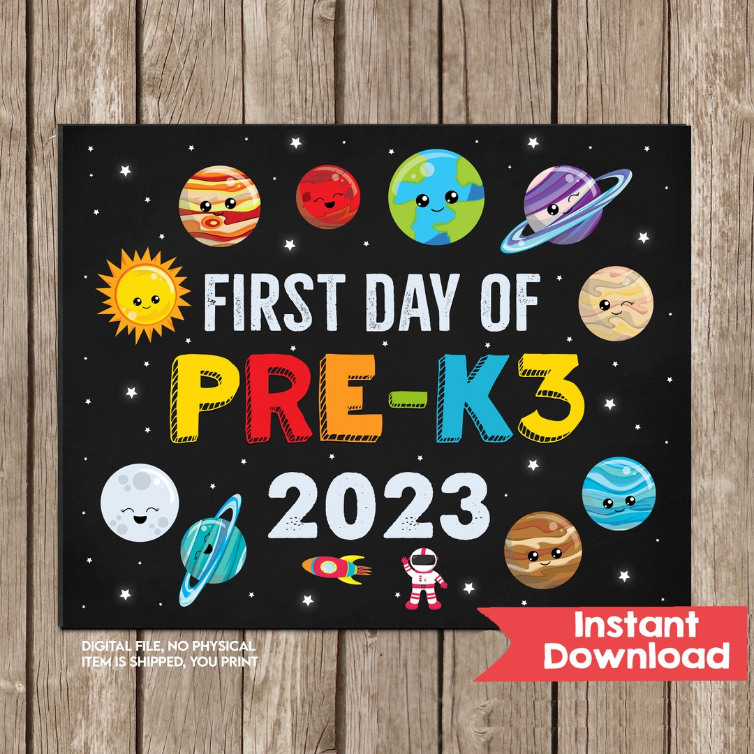 Space First Day of Pre-k3 Sign INSTANT DOWNLOAD Rocket First - Etsy