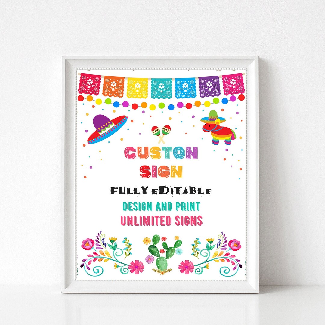 EDITABLE Fiesta Custom Sign Fiesta Birthday Party Sign Fiesta Mexican ...