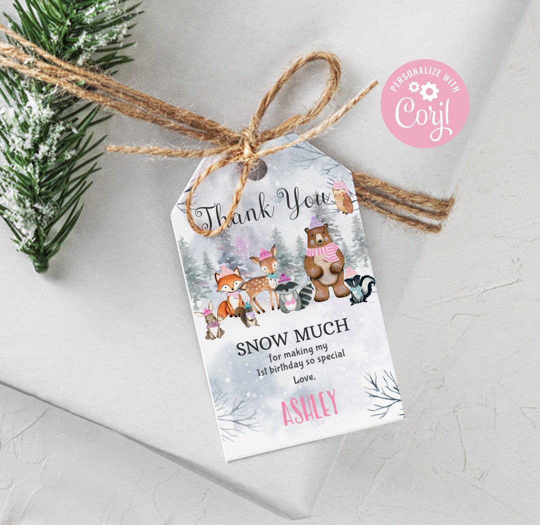Editable Woodland Winter Favor Tags Woodland Girl Birthday Gift Tags ...