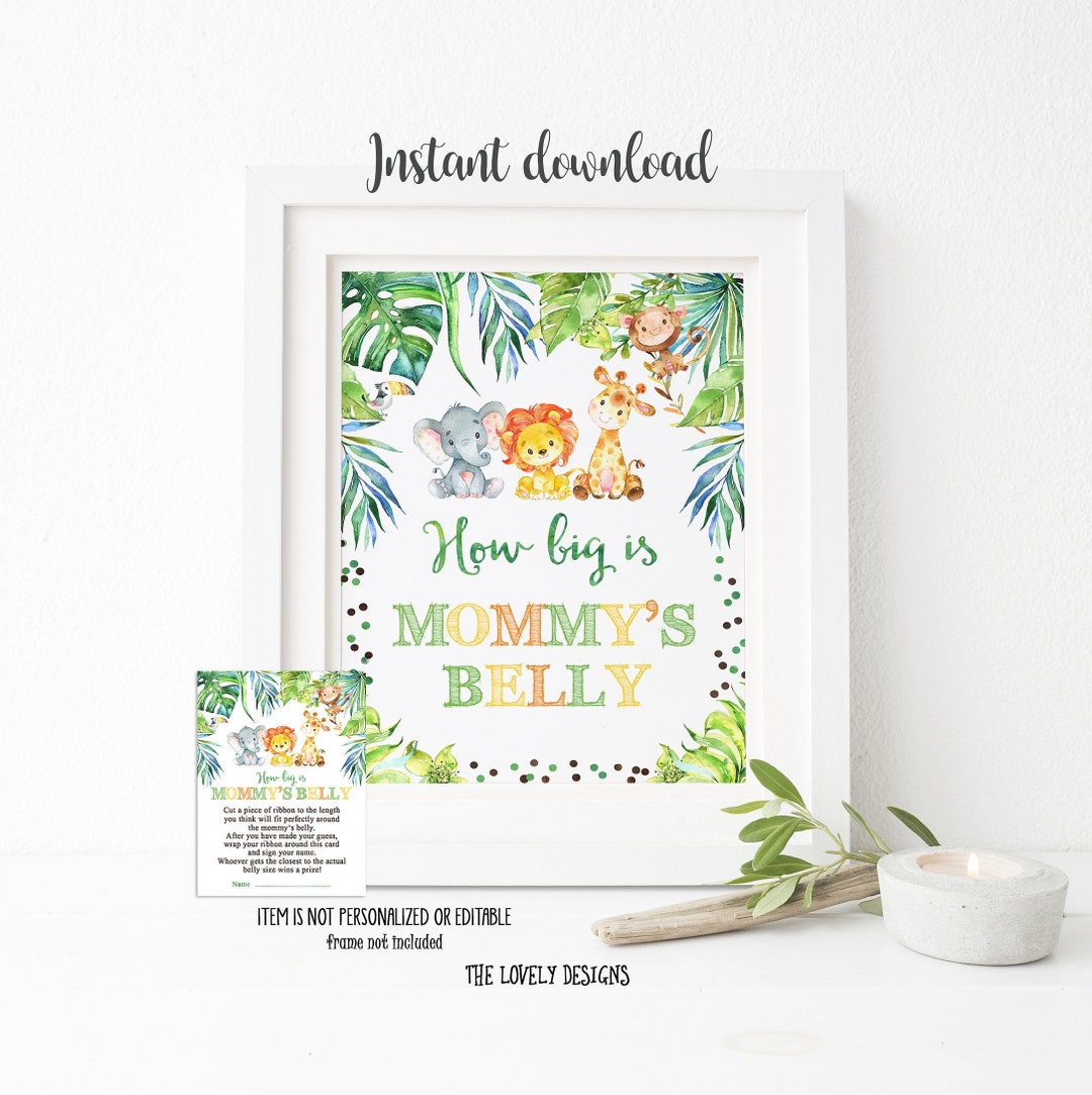 Jungle How Big is Mommy's Belly Zeichen, Dschungel Safari Baby Shower ...