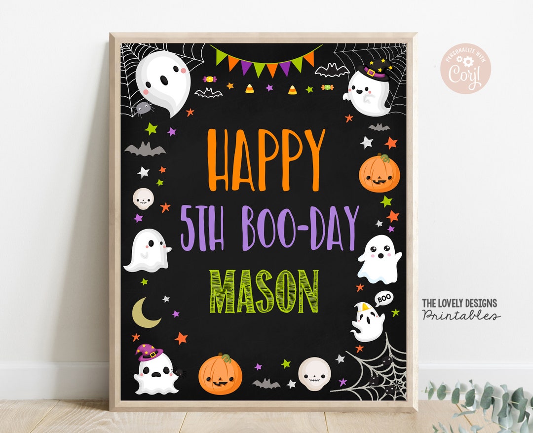 Editable Halloween Birthday Sign Halloween Boo-day Chalkboard Party ...
