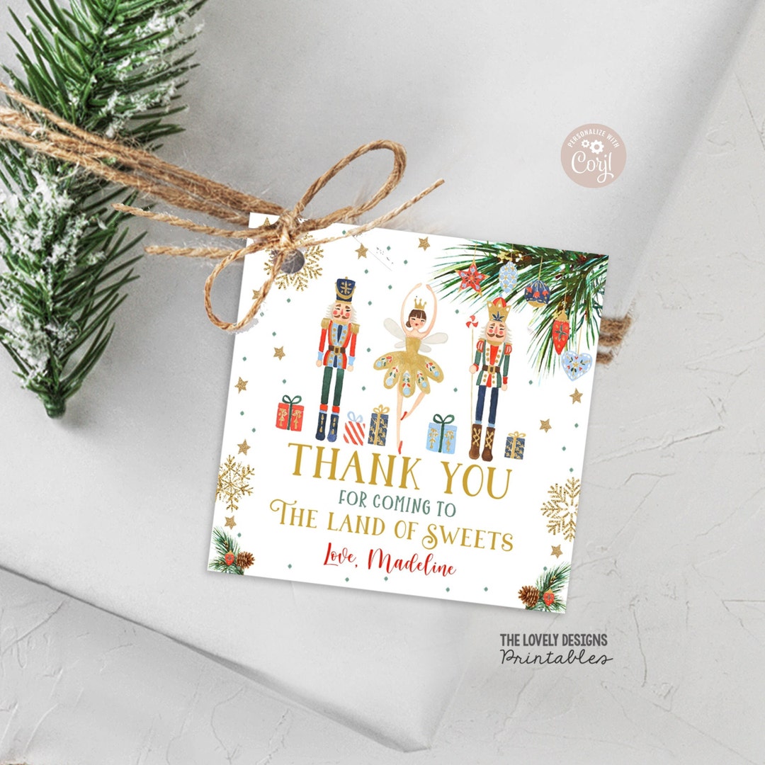 EDITABLE Nutcracker Favor Tag 2x2" Sugar Plum Fairy Red Nutcracker ...