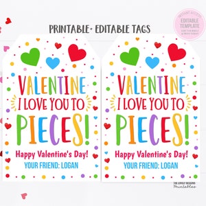 Valentine Puzzle Candy Building Blocks Gift Tag I Love You to Pieces ...