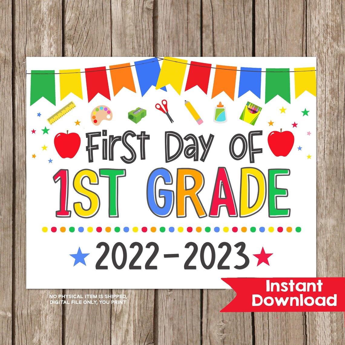 First Day of 1st Grade Sign Printable INSTANT DOWNLOAD Photo - Etsy