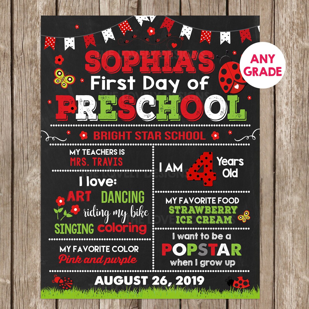Girl First Day of School Chalkboard Sign ANY GRADE back to - Etsy