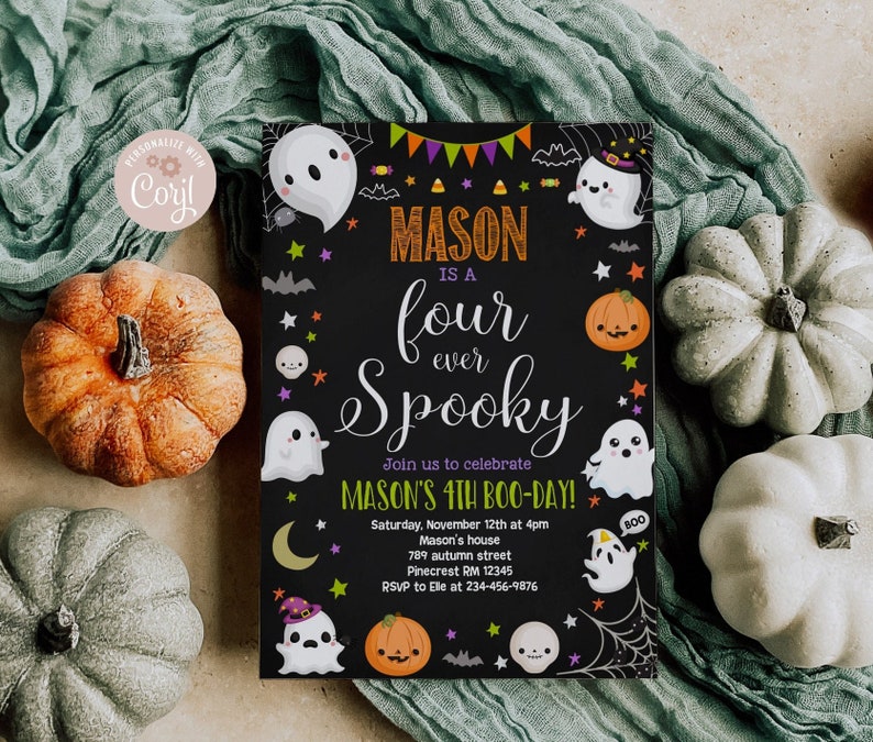EDITABLE Four Ever Spooky Halloween Invitation Spooky Cute - Etsy