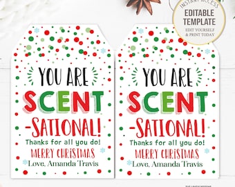You Are Scent-sational Tag Christmas Gift Holiday Staff Appreciation ...
