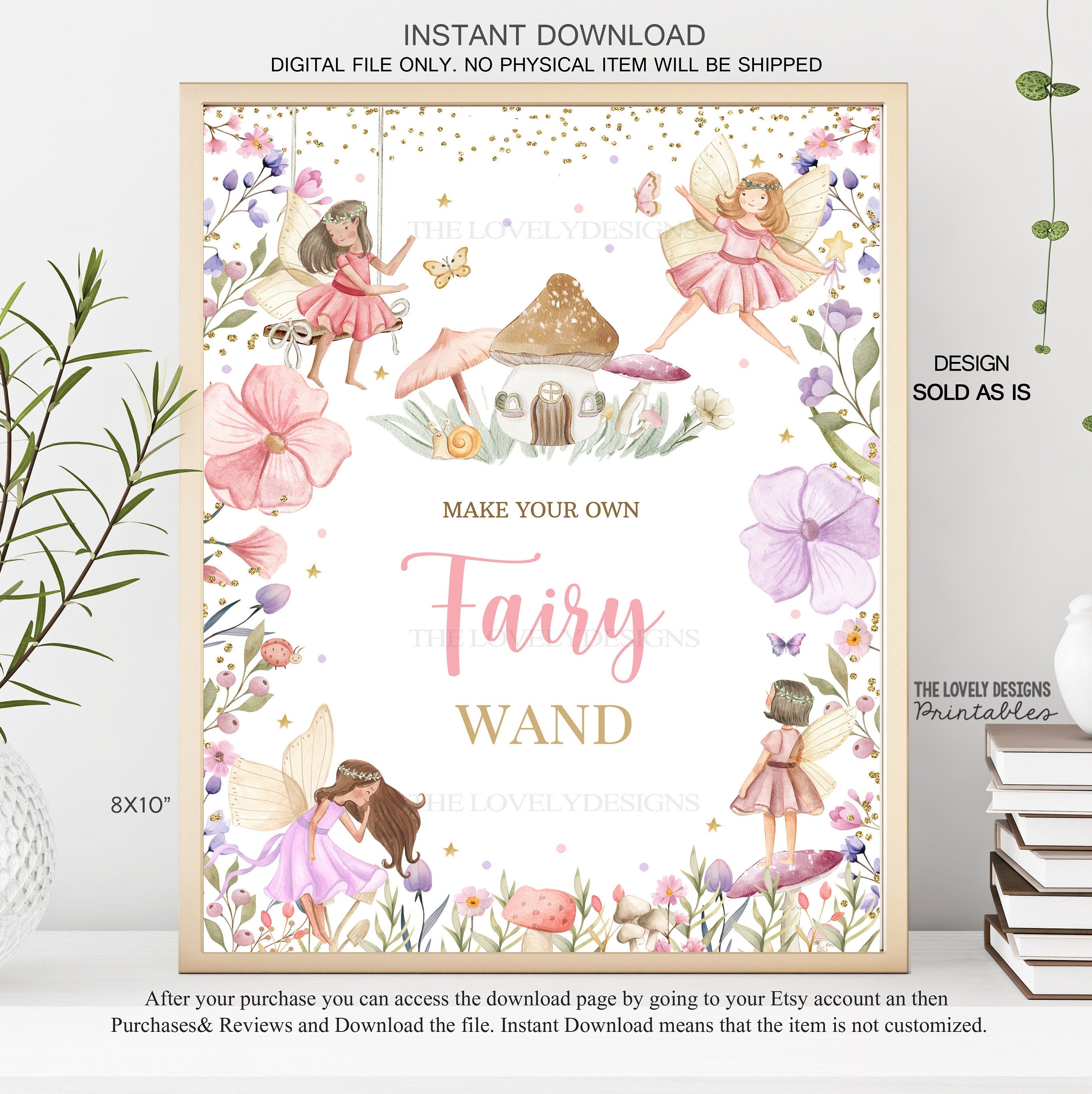 Make Your Own Fairy Wand Sign Fairy Birthday Whimsical Wildflower Enchanted Pixie Fairy Princess Party Magical Floral INSTANT DOWNLOAD FWE Etsy