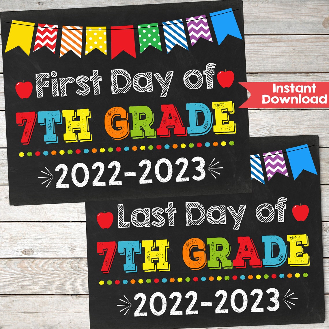 First Day and Last Day of 7th Grade Chalkboard Sign Setfirst - Etsy