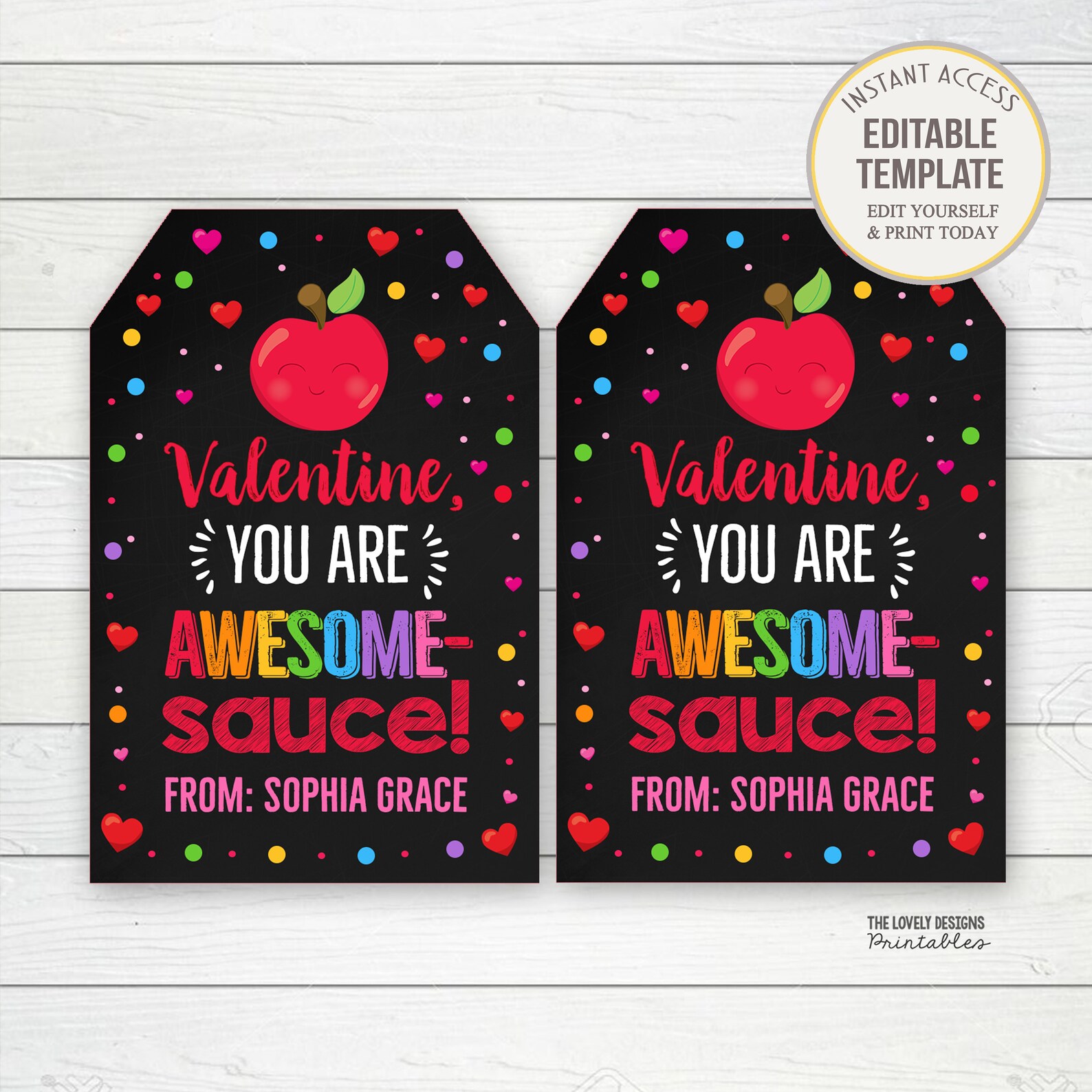 Applesauce Valentine Gift Tag You're Awesome Sauce | Etsy