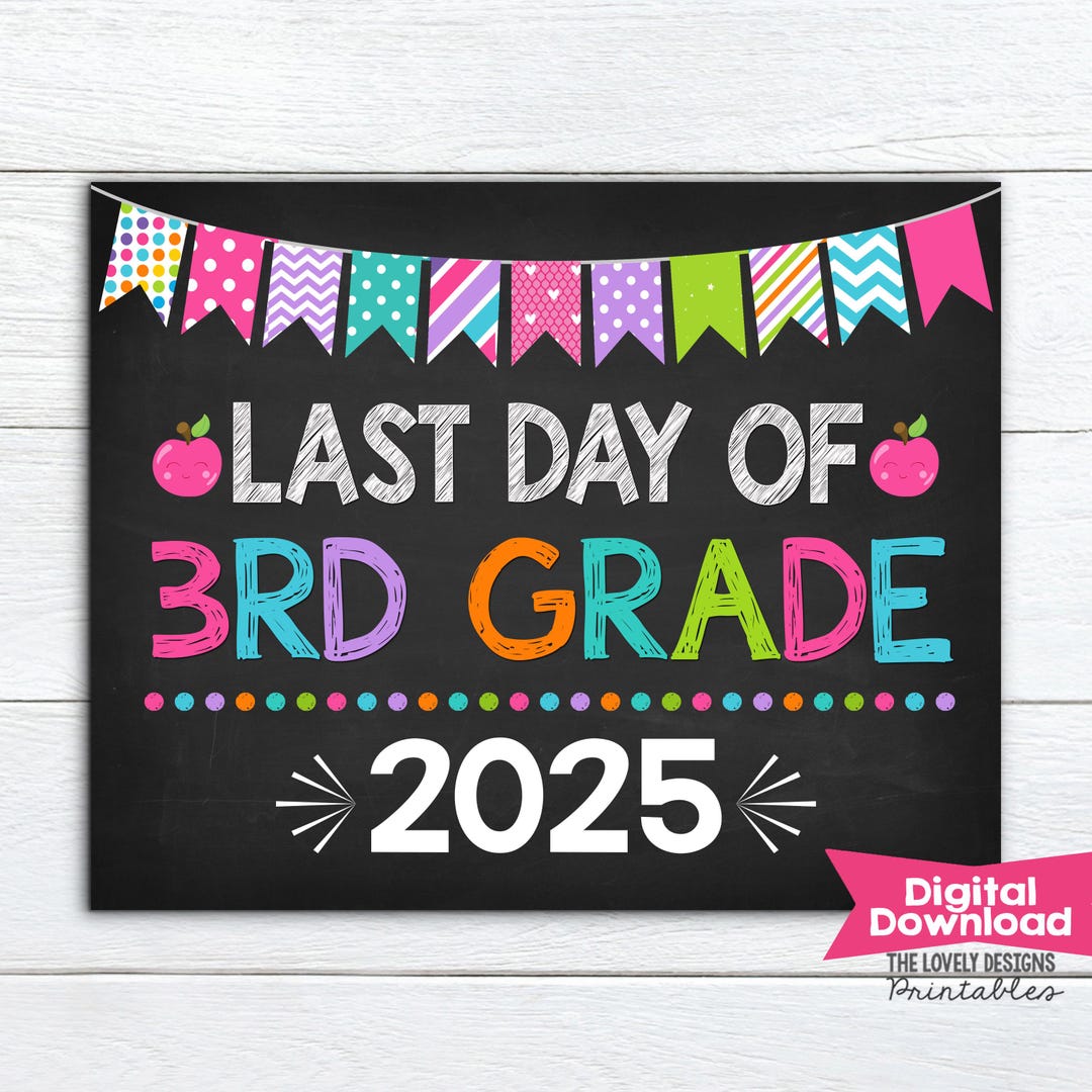 Girl First Day of 3rd Grade Sign, First Day of Third Grade Sign ...