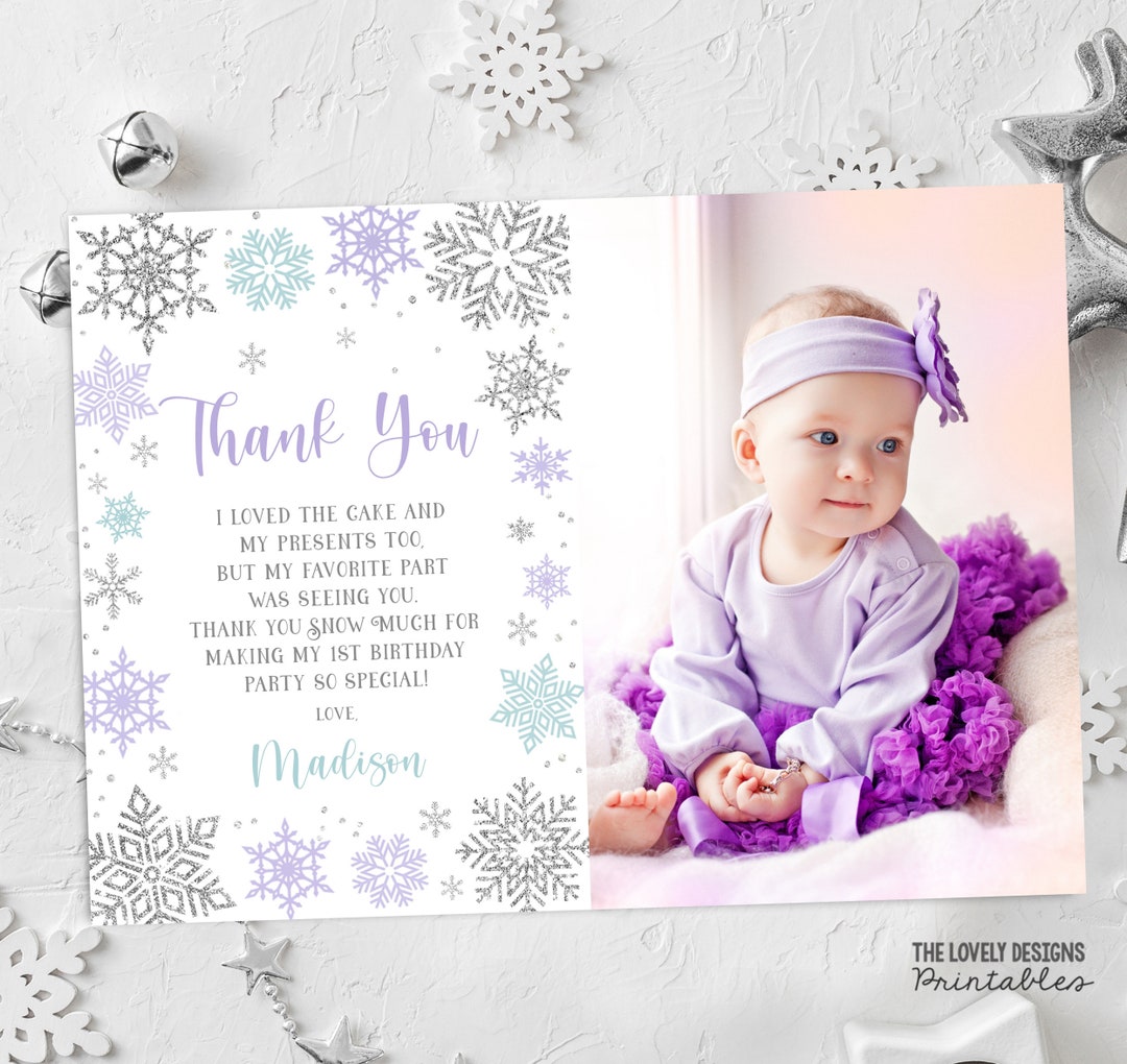 EDITABLE Winter Thank You Card With Photo Winter Wonderland - Etsy