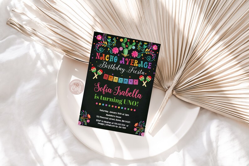 EDITABLE Nacho Average Birthday Fiesta Invitation Fiesta - Etsy