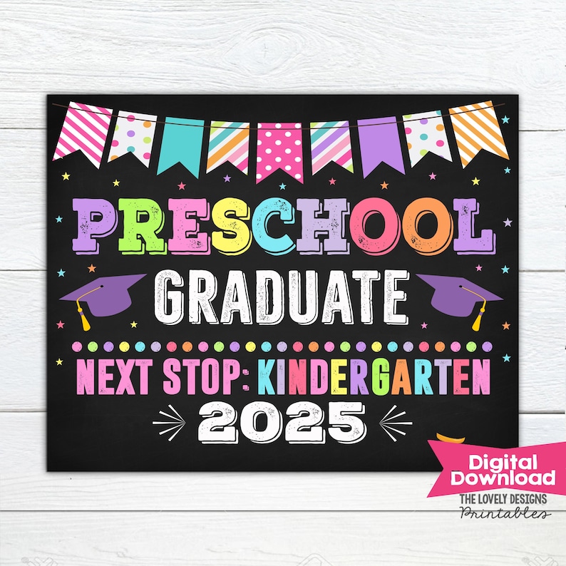 Girl PRESCHOOL GRADUATION Sign, Preschool Graduate,last Day of ...