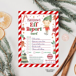 EDITABLE Elf Report Card Christmas Elf Official Report Card Santa Claus ...