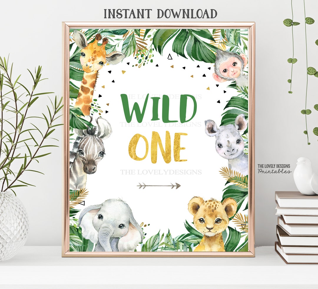 WILD One Sign Jungle Birthday Sign Safari Animals Zoo Party - Etsy