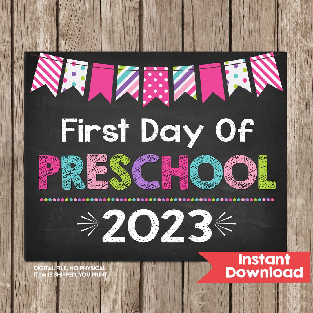 First Day of Preschool Sign 8x10 INSTANT DOWNLOAD Photo Prop - Etsy