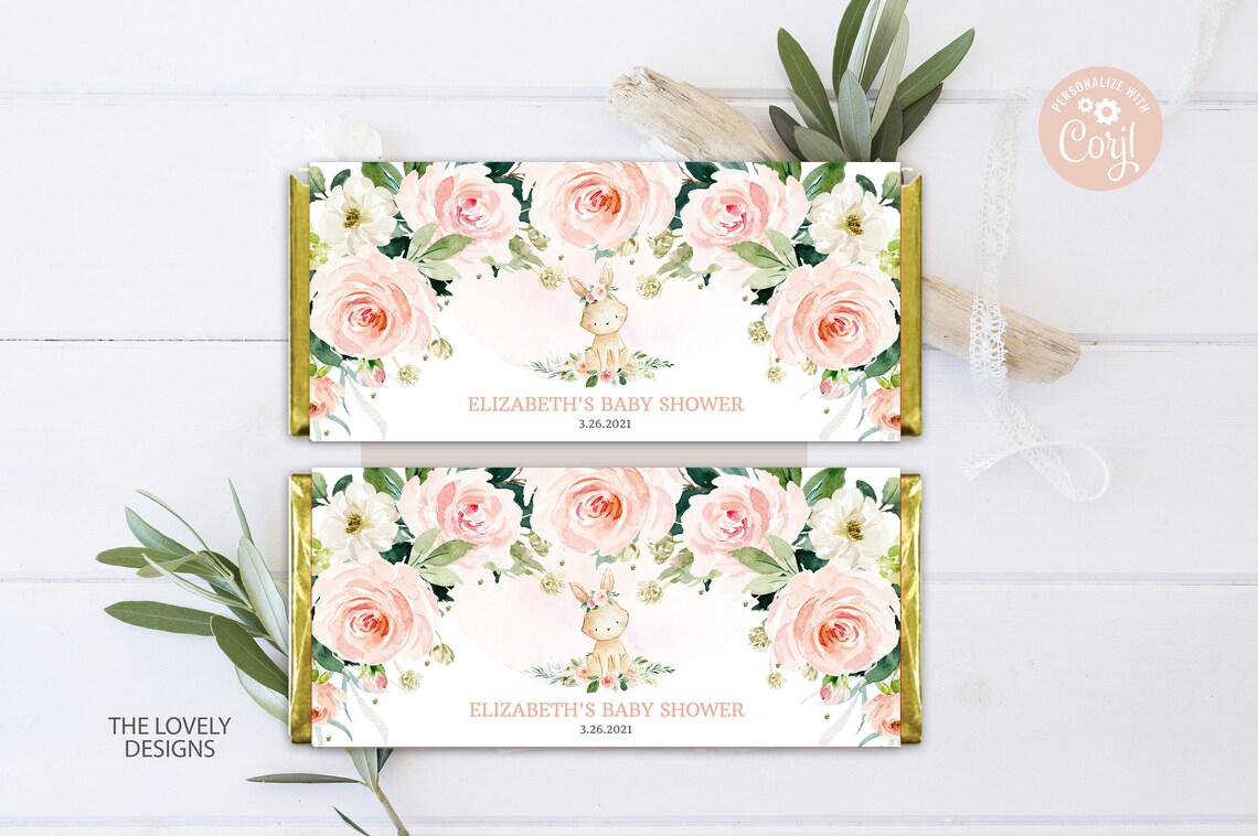 EDITABLE Bunny Candy Bar Wrappers Bunny Baby Shower Favors - Etsy