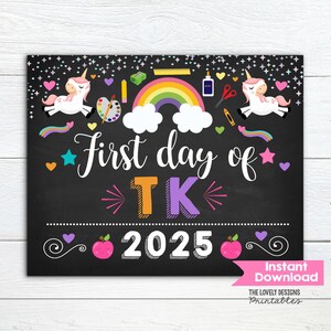 Unicorn First Day of TK Sign , Girl First Day of Transitional ...