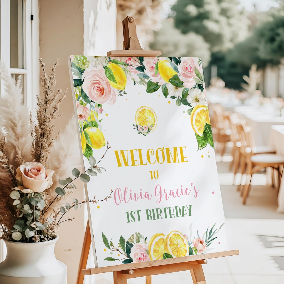 Editable Lemonade Welcome Sign Lemonade Birthday Party Sign Sunshine ...