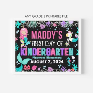 Mermaid Unicorn First Day of School Sign, First of Kindergarten ANY ...