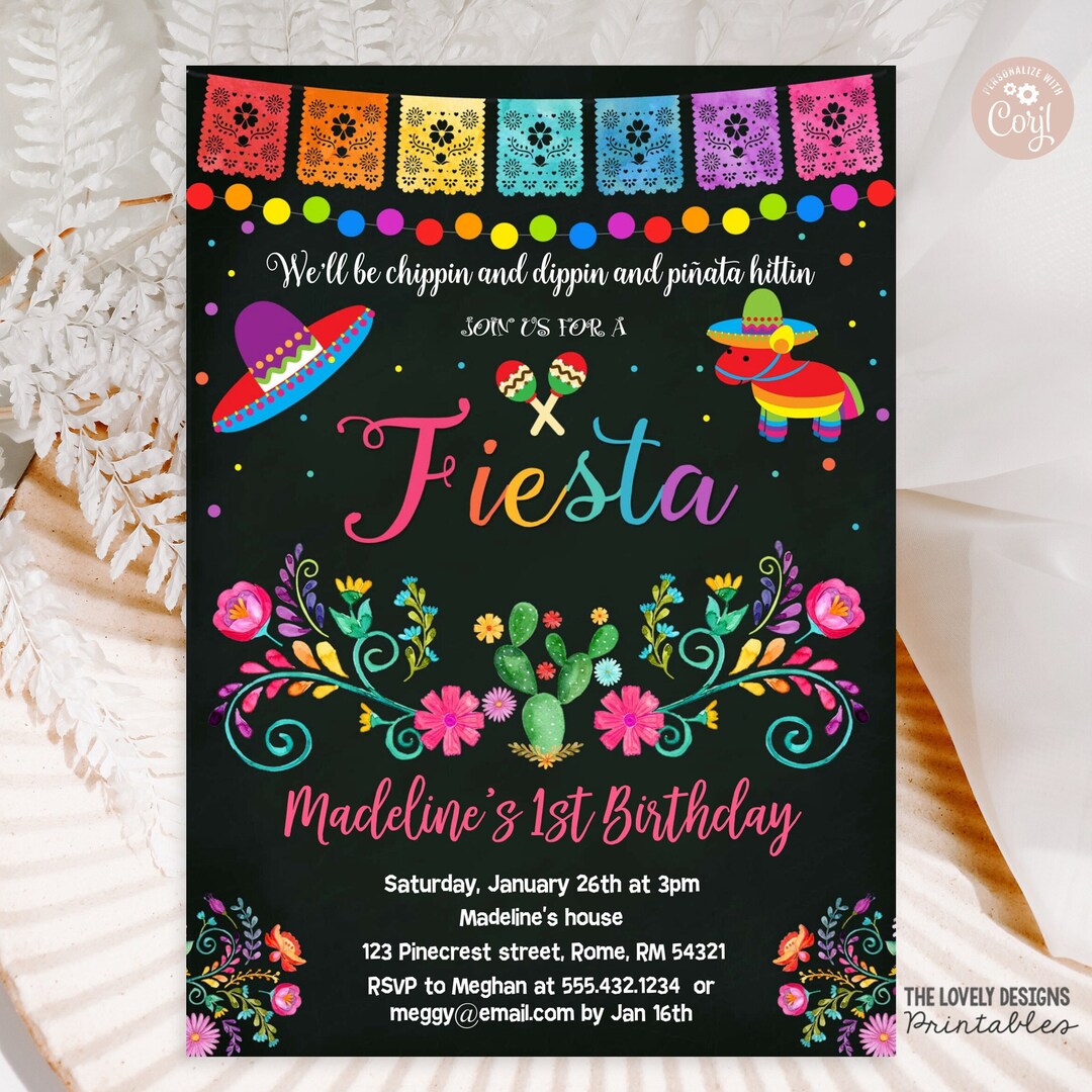 Piñata Fiesta Invitation, EDITABLE Invitation, Pinata Fiesta Birthday ...