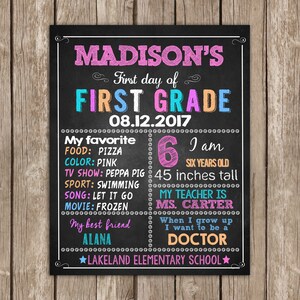 First Day of School Sign Pastel ANY GRADE , Back to School Sign ...