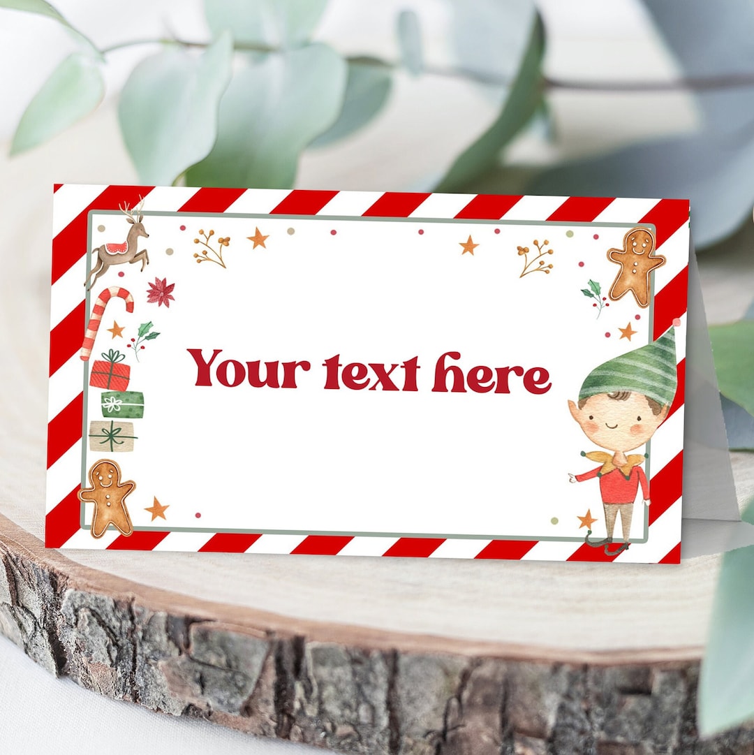 EDITABLE Christmas Place Card Template Holiday Card Dinner Table ...