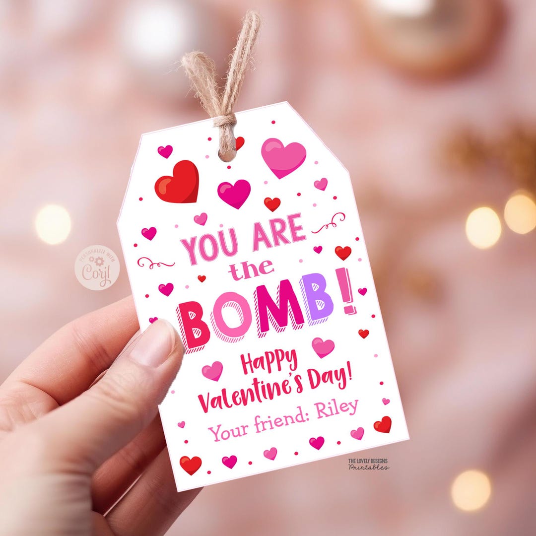 Hot Chocolate Bomb Valentine's Tag: Editable Classroom Gift (digital ...