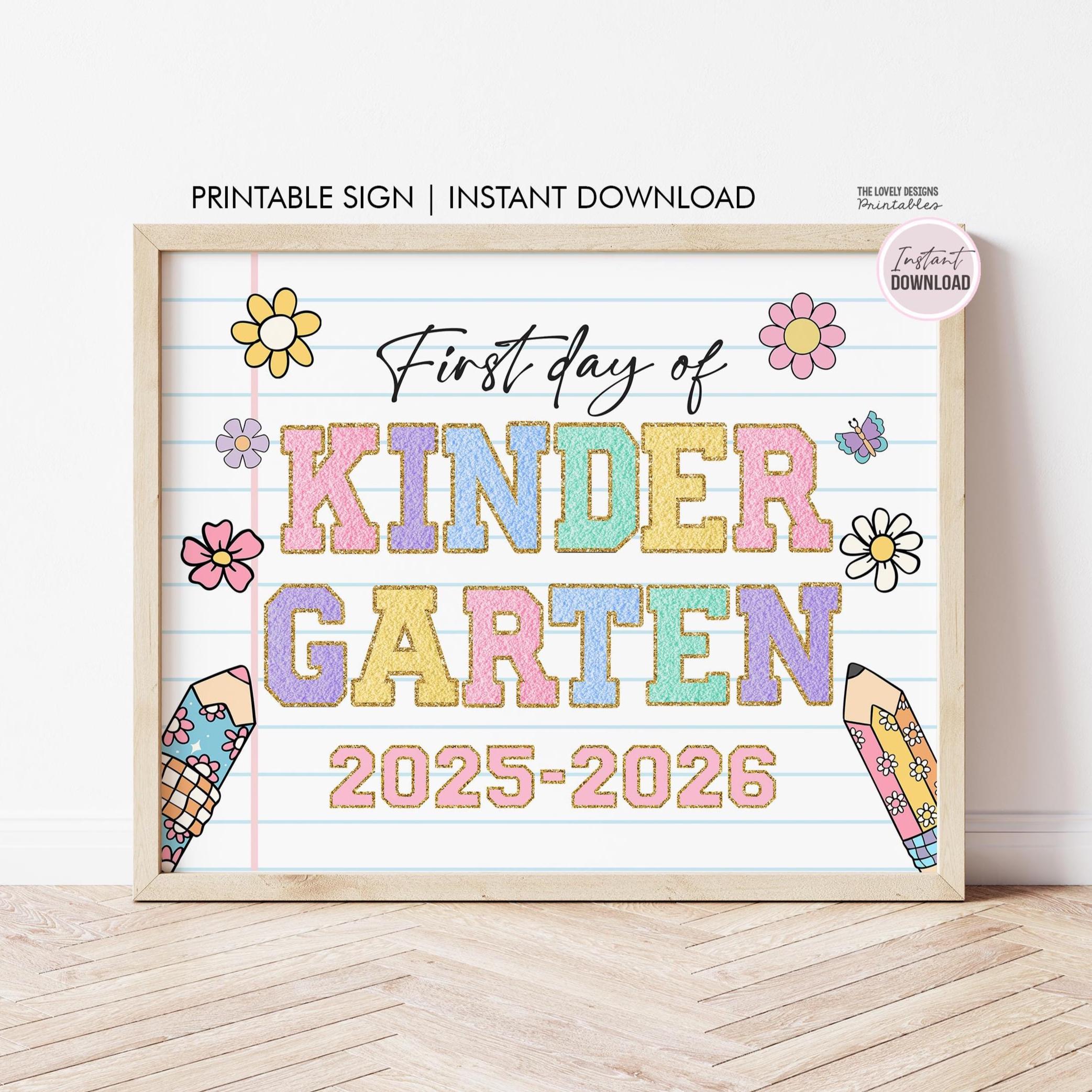 First Day of Kindergarten Sign Printable Back to School Sign Poster ...