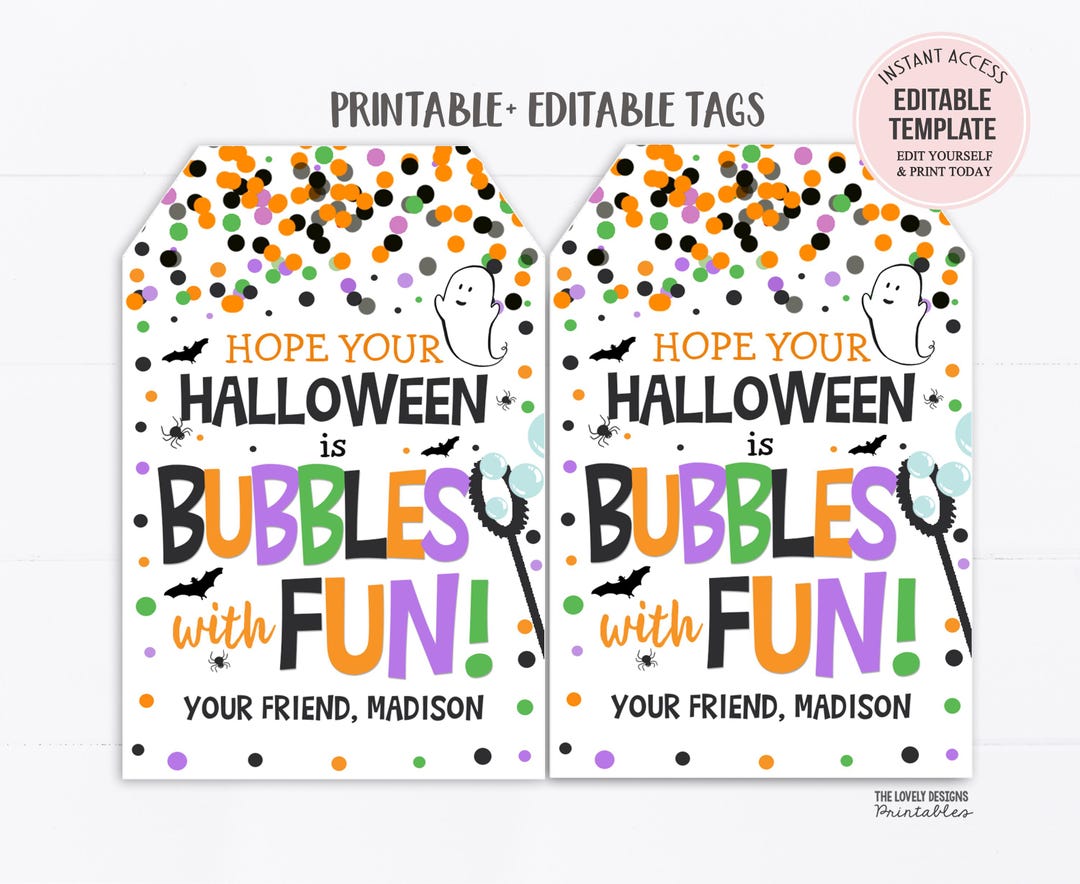 Bubbles Gift Tag, Halloween is Bubbles of Fun Halloween Tag ...