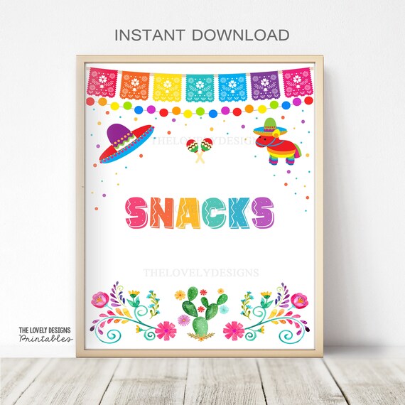 Fiesta Snacks Sign Piñata Fiesta Birthday Party Sign Fiesta | Etsy