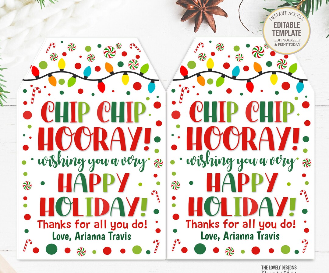 Christmas Cookie Thank You Gift Tags Chip Chip Hooray Have a Happy ...