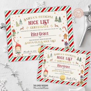 EDITABLE Santa Claus Official Nice List Certificate Letter From Desk ...
