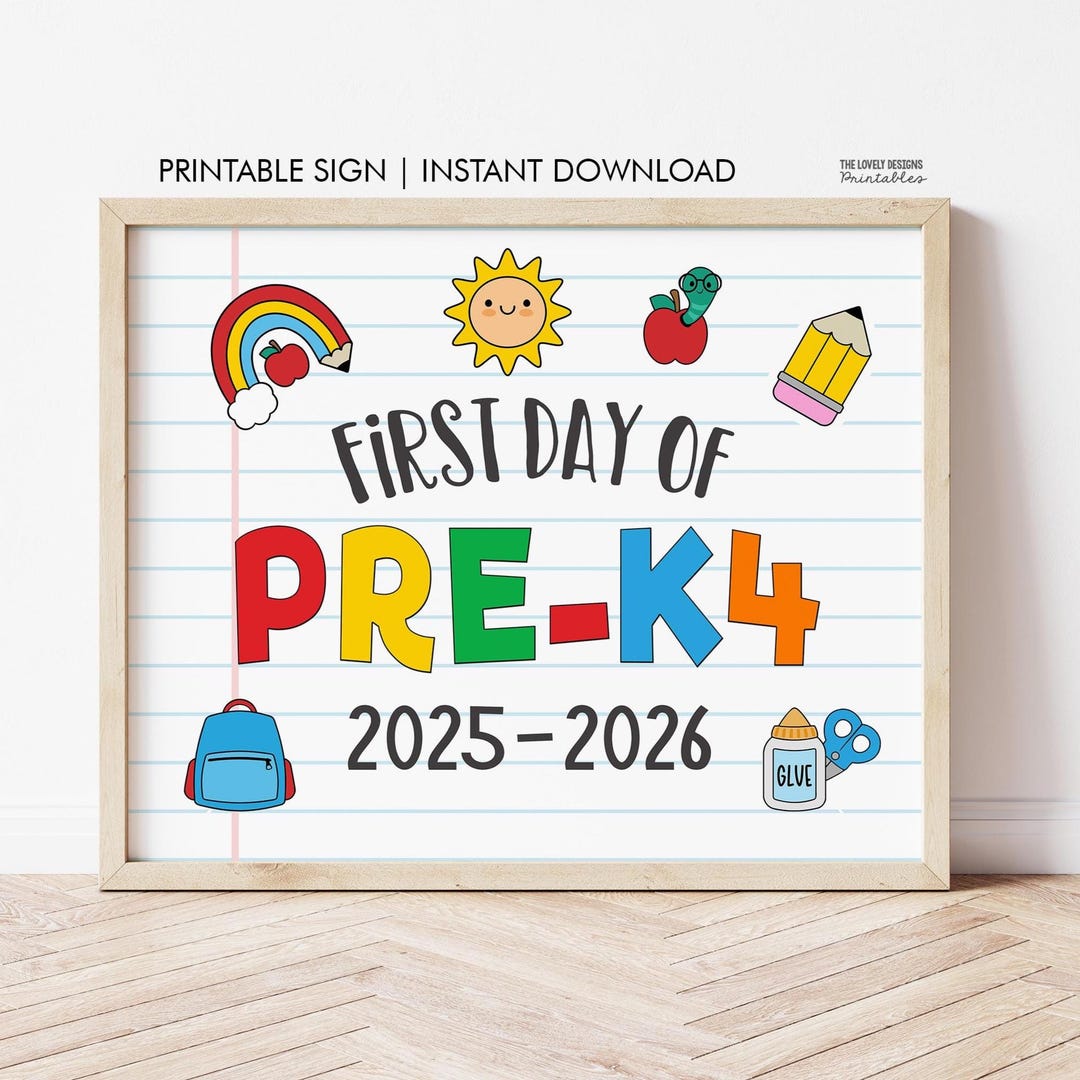 First Day of Pre-k4 Sign: Chalkboard Printable (digital Download) - Etsy