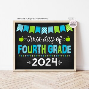 Boy First Day of Fourth Grade Sign, First Day of 4th School Sign Back ...