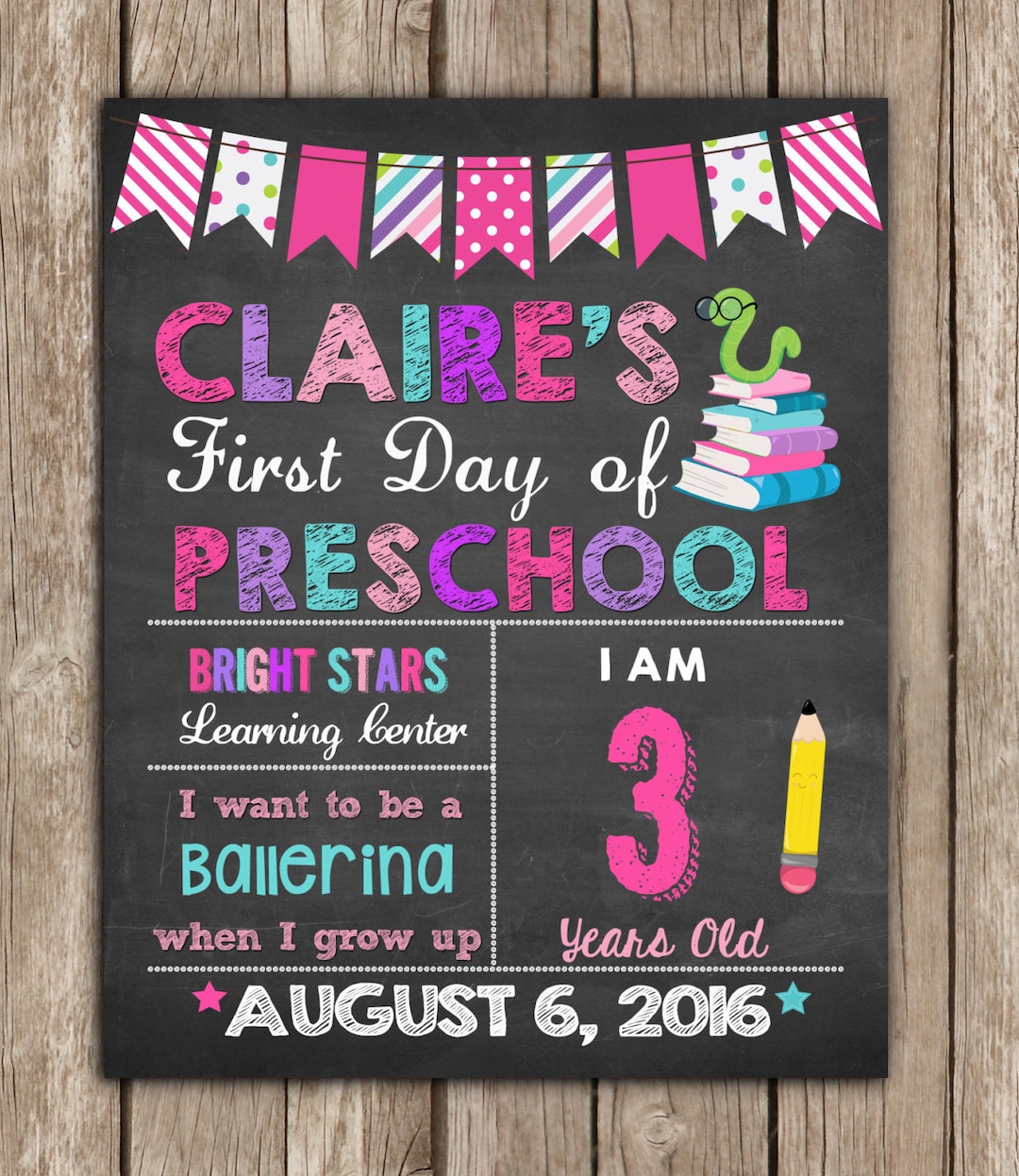 First Day of School Sign Printable Back to School Sign Chalkboard First ...