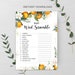 Orange Baby Word Scramble Game Little Cutie Baby Shower Game Orange ...