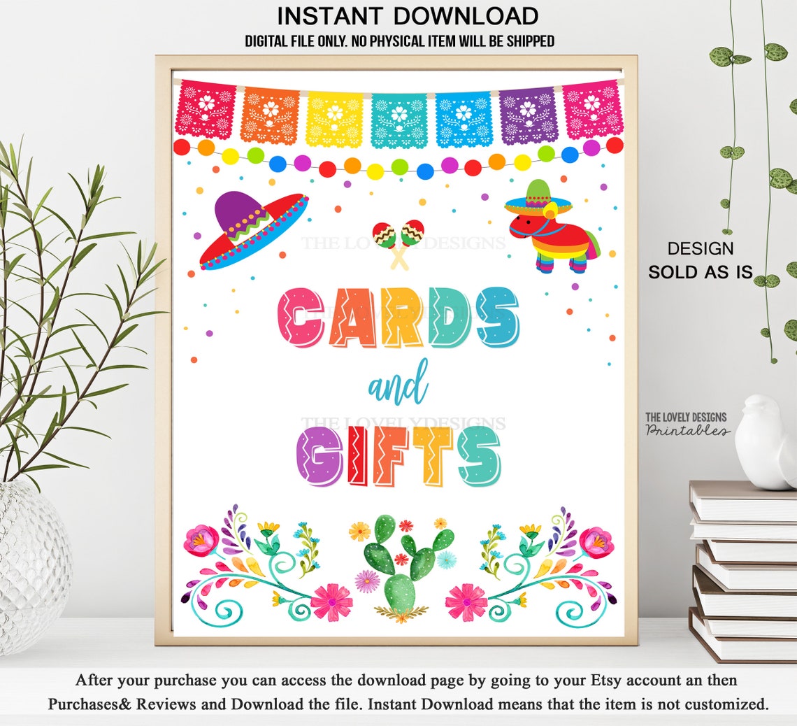 Fiesta Cards and Gifts Sign Piñata Fiesta Girl Birthday Party - Etsy