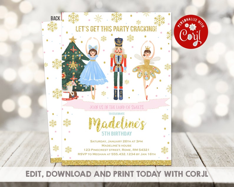 Editable Nutcracker Birthday Invitation Sugar Plum Fairy Etsy