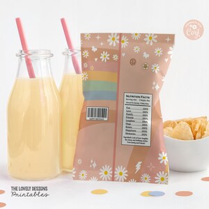 EDITABLE Groovy Birthday Chip Bag Wrapper Daisy Groovy Rainbow Hippie ...