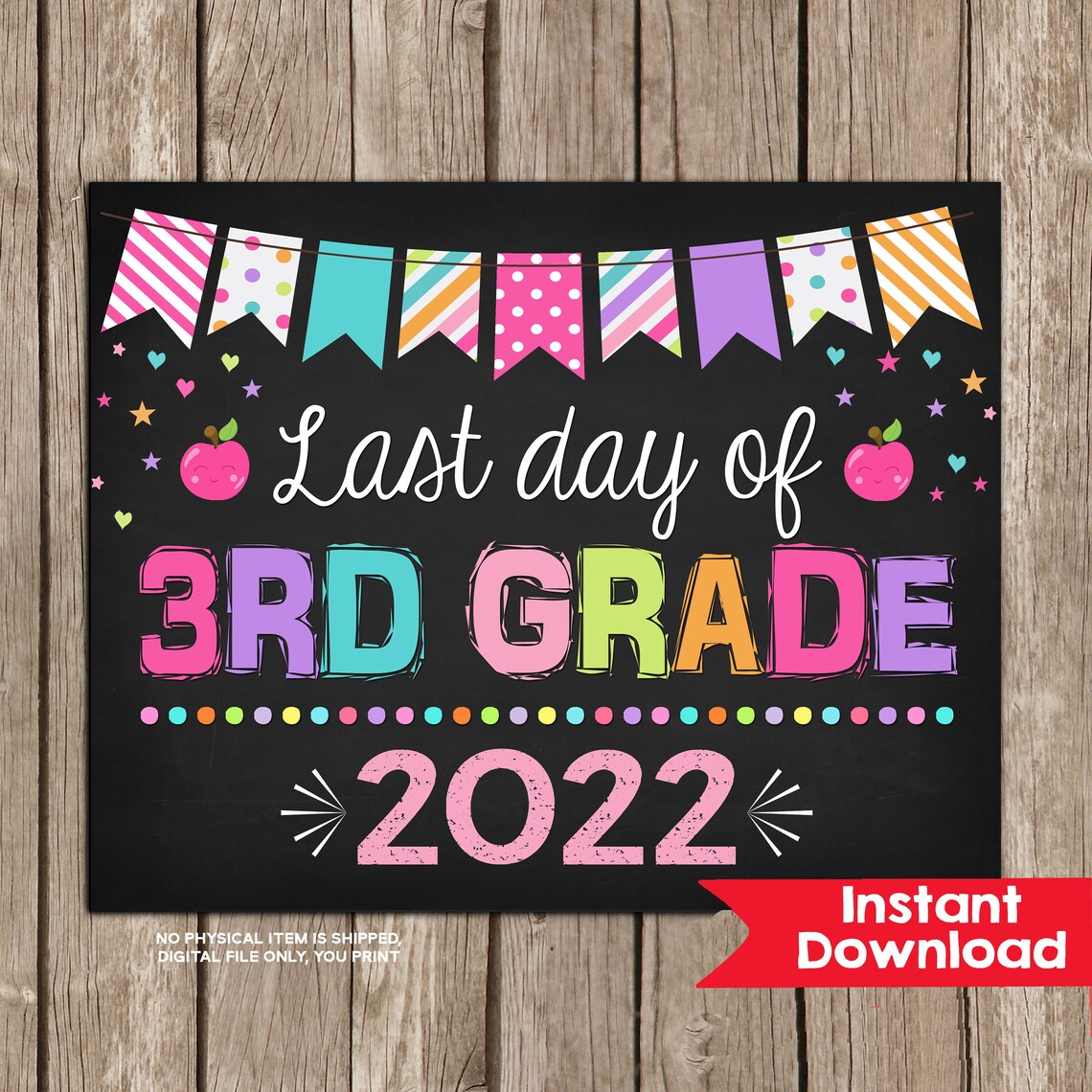 Girl Last Day of 3rd Grade Sign Last Day of Third School Sign - Etsy